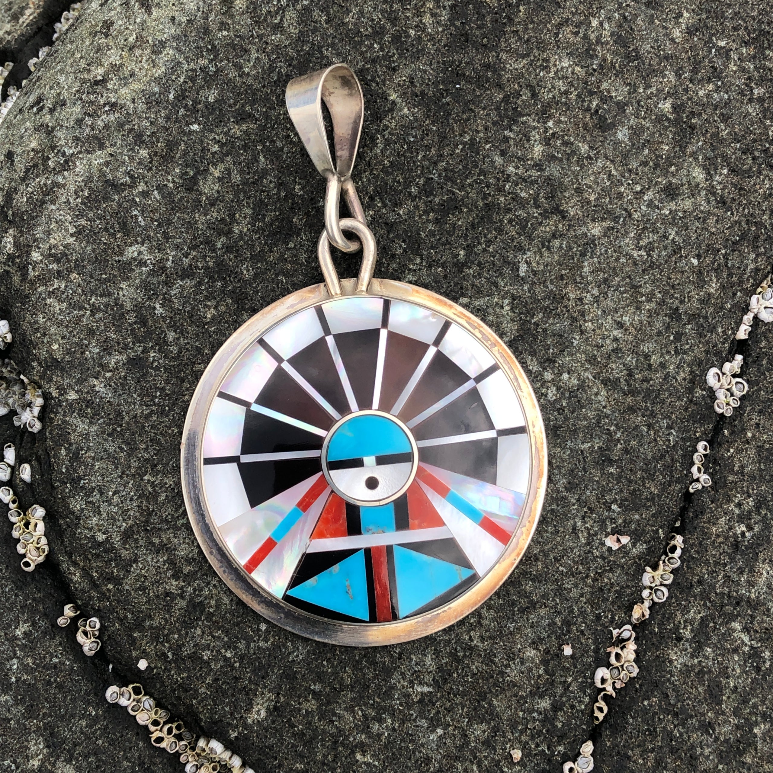 Zuni Sunface Inlay Pendant